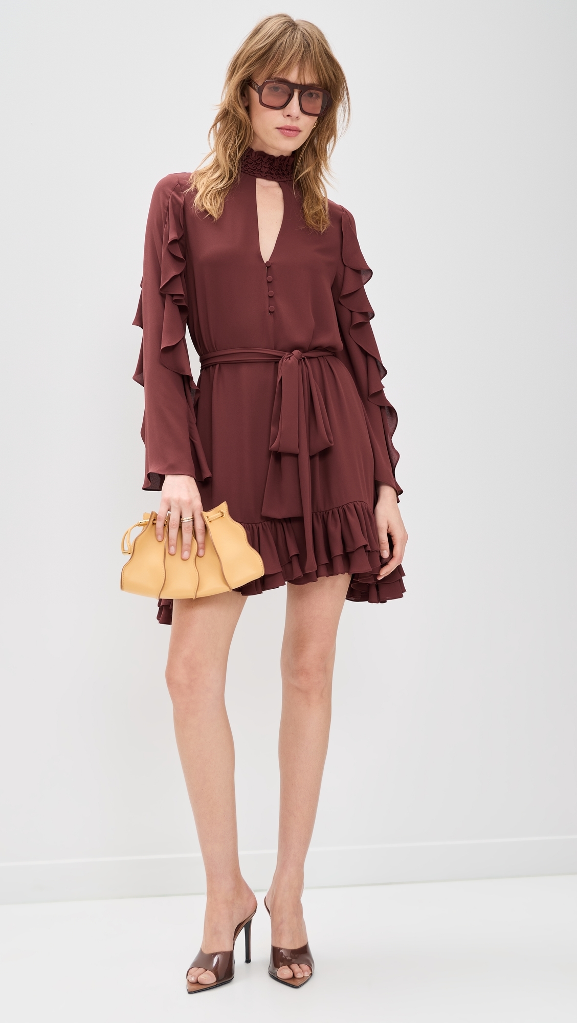 ALEXIS ALEXIS Giovanna Ruffled Dress with Cutout Neckline